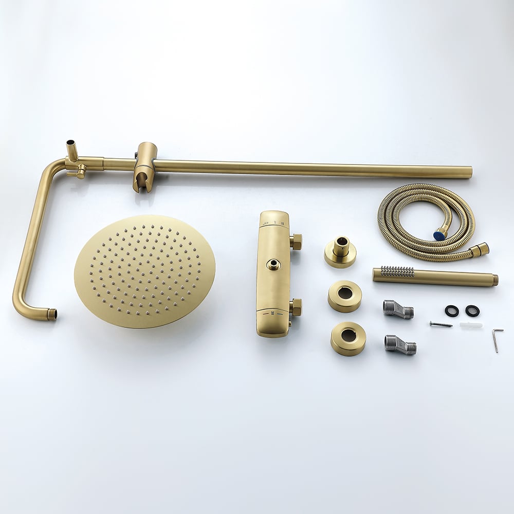 10" (250mm) Modern Luxury Exposed Shower Fixture Thermostatic Rainfall ...